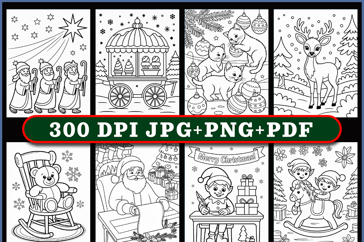 Nostalgic Christmas Coloring Book, a Seasonal Illustration by Ink Gallery