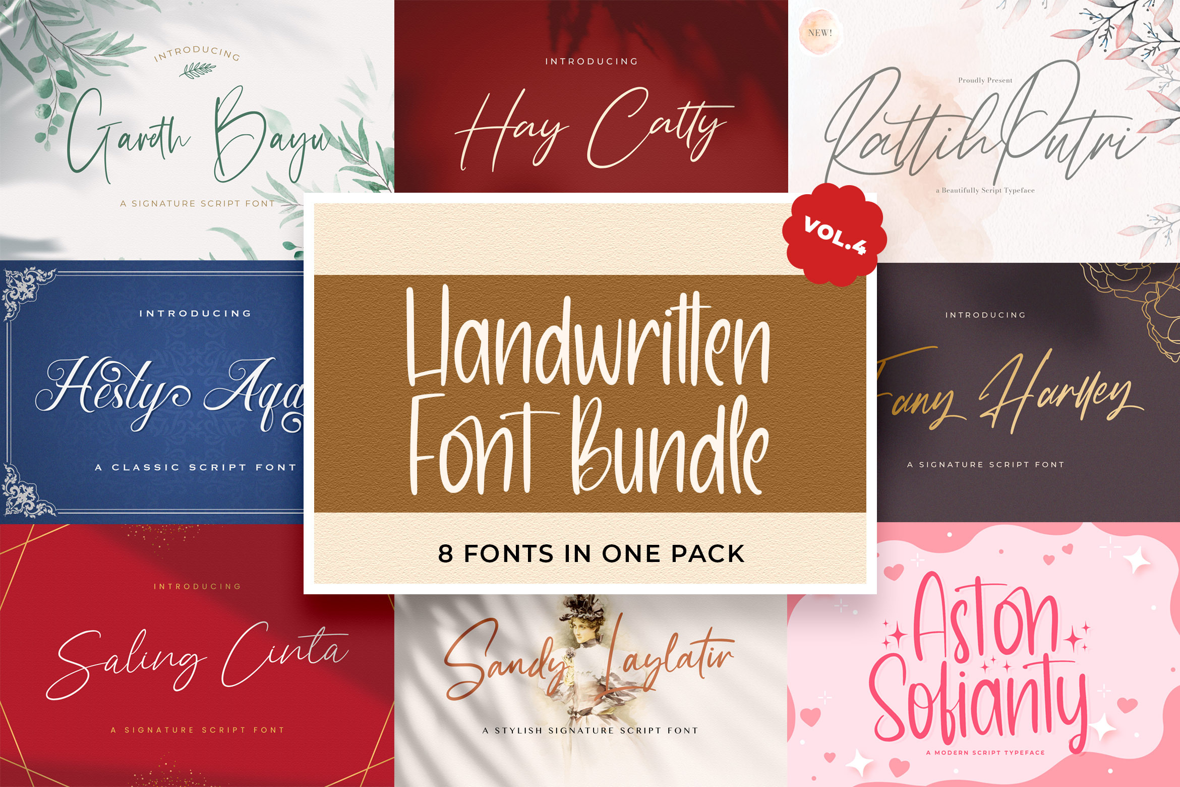 Handwritten Font Bundle Vol 4, a Script Font by StringLabs | Creative ...
