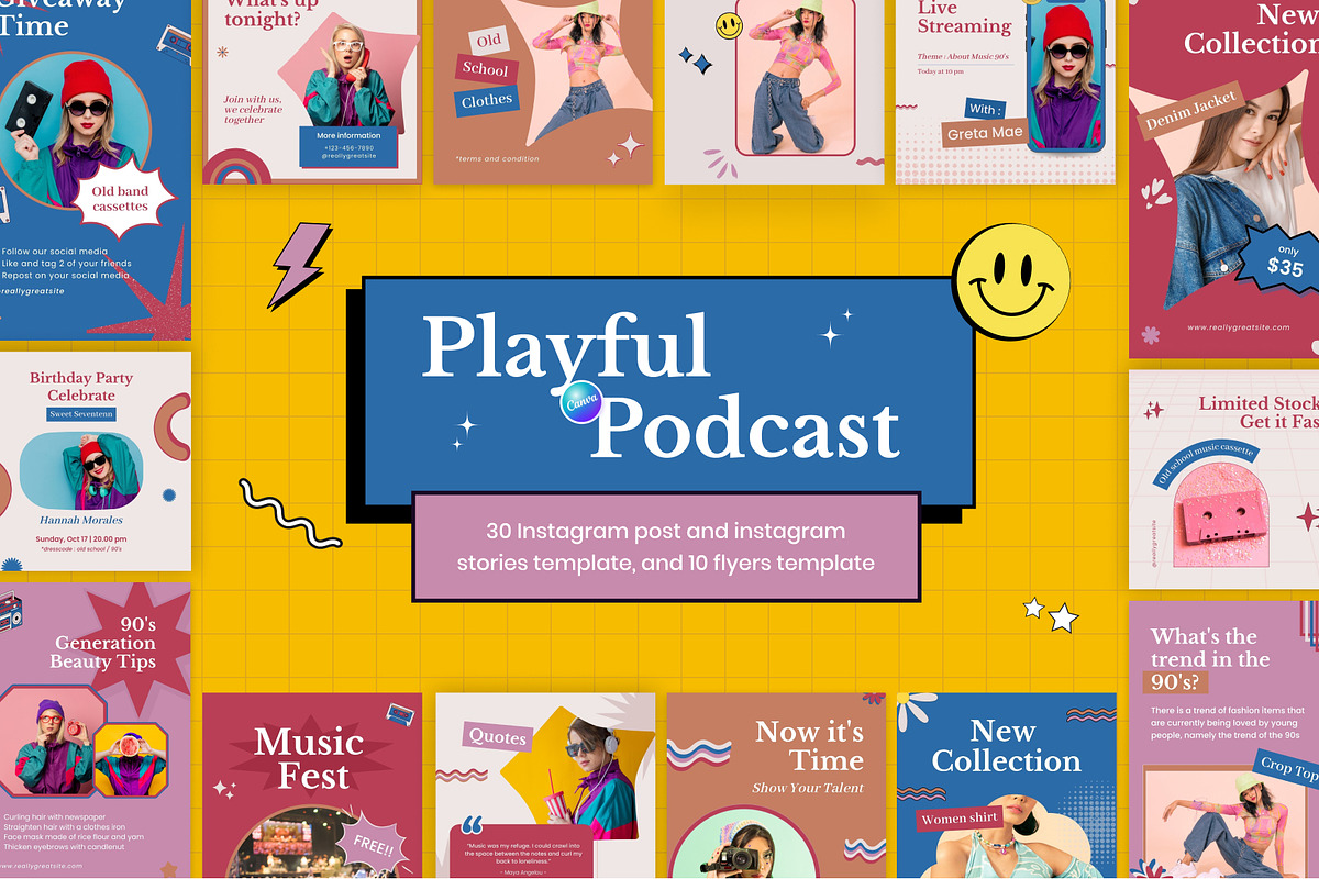Playful Podcast 3in1 Canva Template