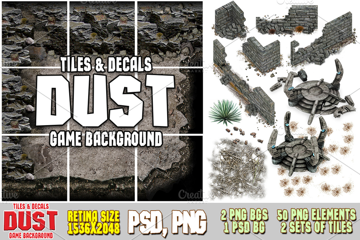 DUST 2D MAP TILES AND DECALS, an Object Graphic by Beatheart Creative ...