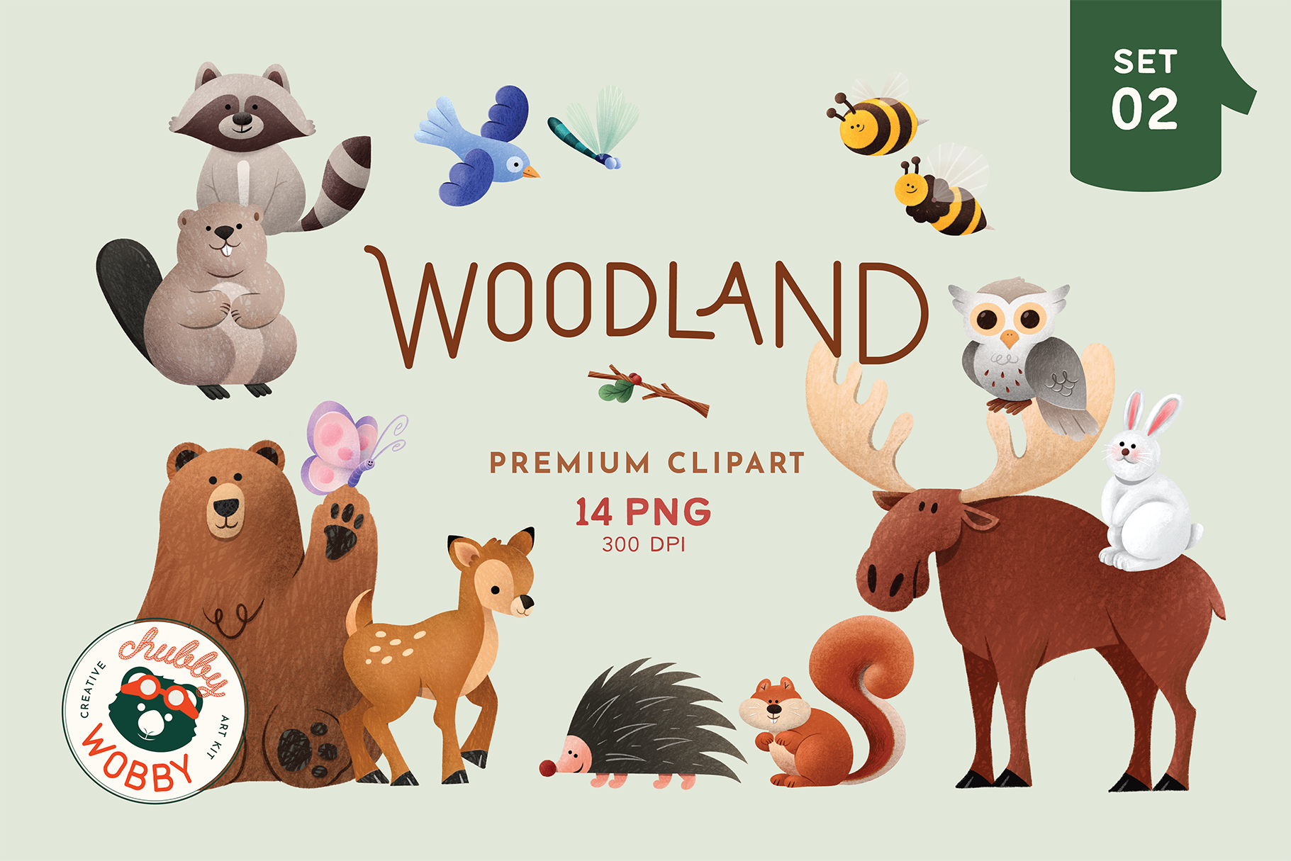 Woodland Animals PNG Clipart, an Animal Illustration by ChubbyWobby ...