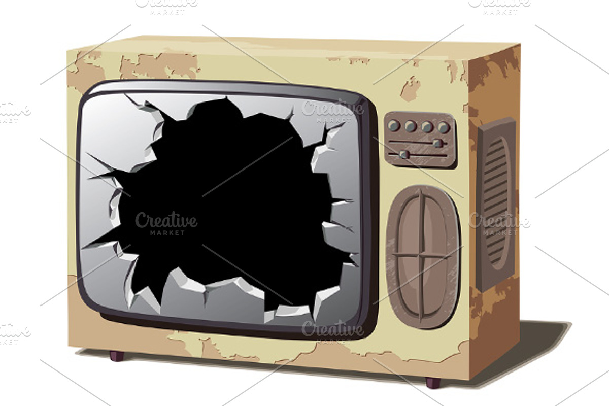Old Broken TV Set, an Illustration by LEKS illustrations | Creative Market