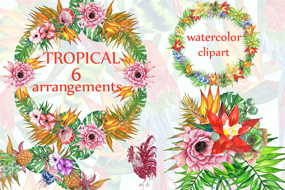 Tropic watercolor clip art, an Illustration by LeCoqDesign