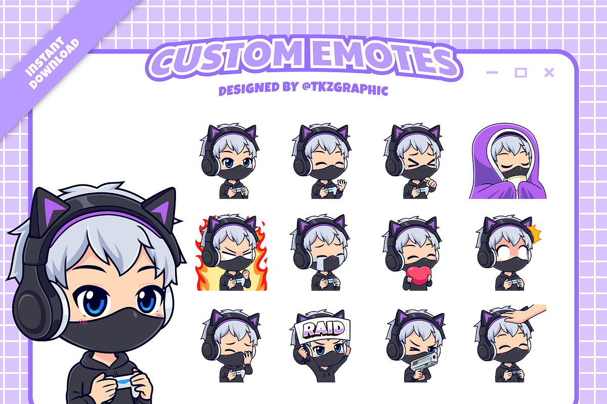 Chibi Ninja Gamer - Custom Emotes, an Emoji Icon by tkzgraphic