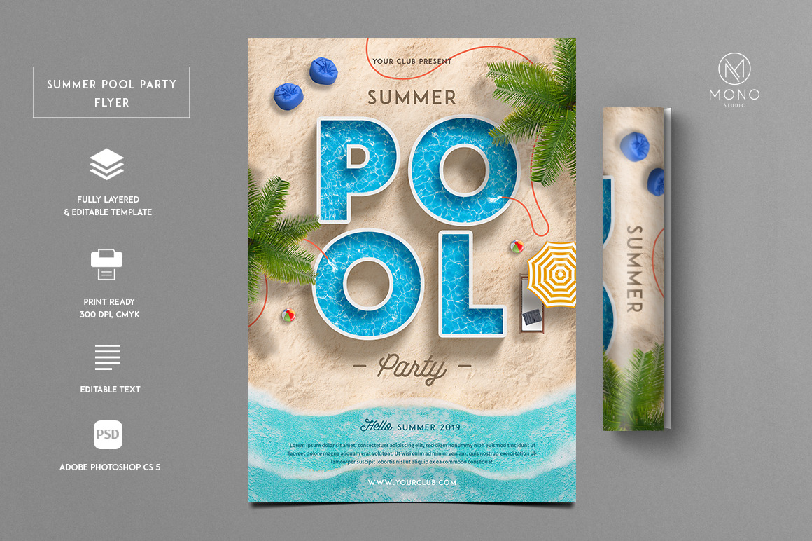 Summer Pool Party Flyer, a Flyer Template by monogrph