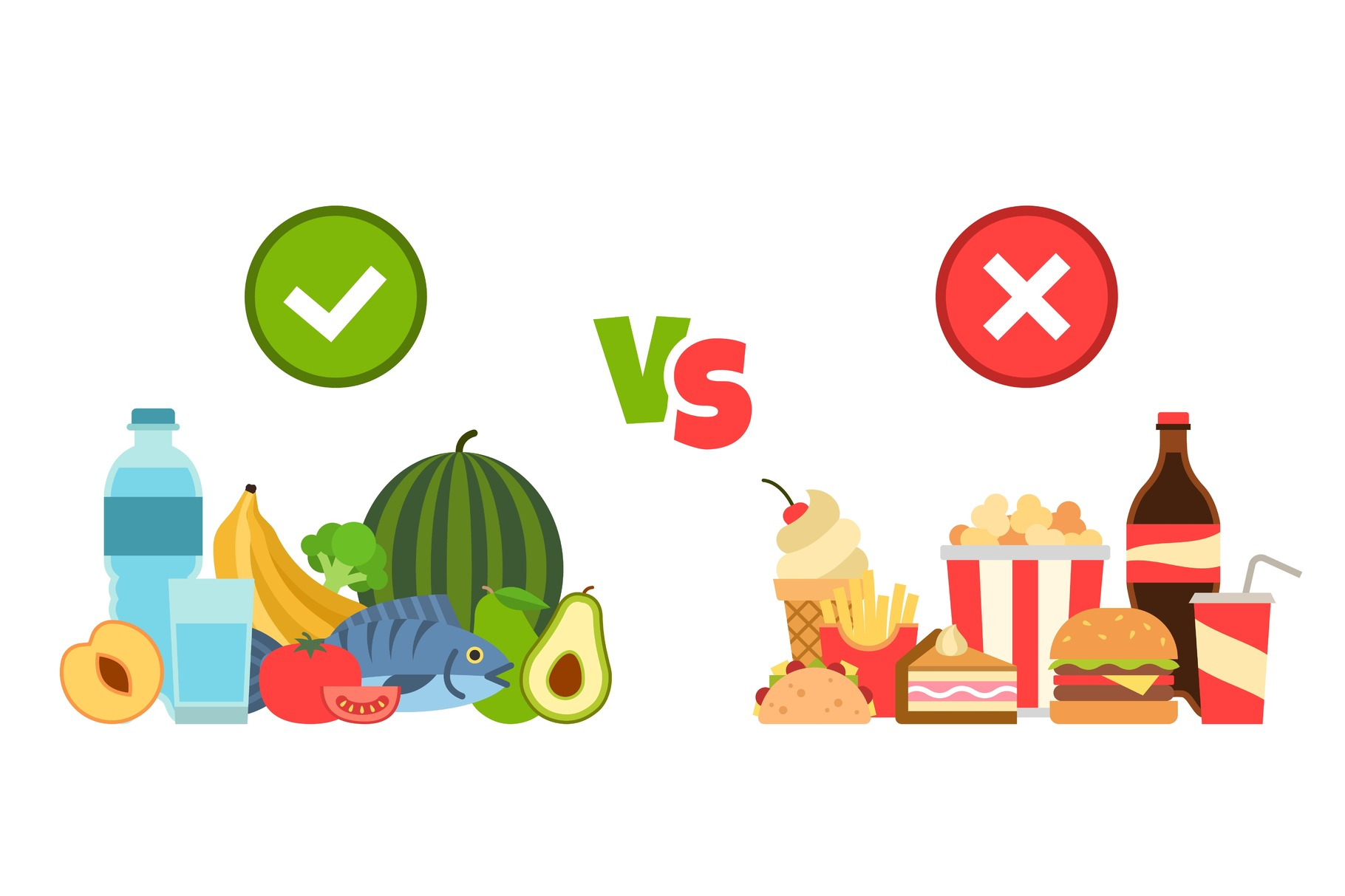 Diet choice. Choose foods beneficial, a Food Illustration by YummyBuum