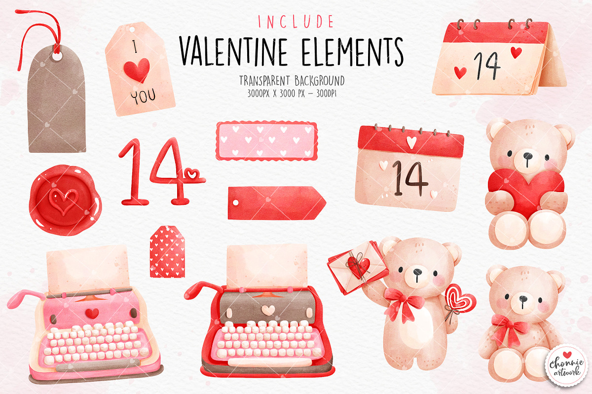 Valentine mail clipart, valentine's, an Illustration by Chonnieartwork