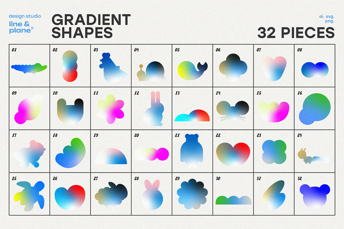 Gradient Emojis Shapes 32 Pieces
