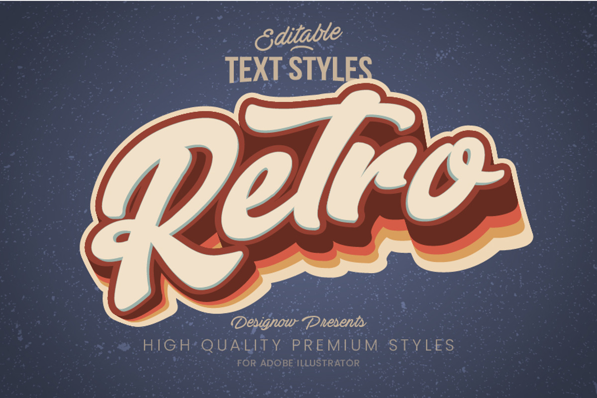 Retro Vintage Illustrator Text Style, a Layer Style Add-On by Designow ...