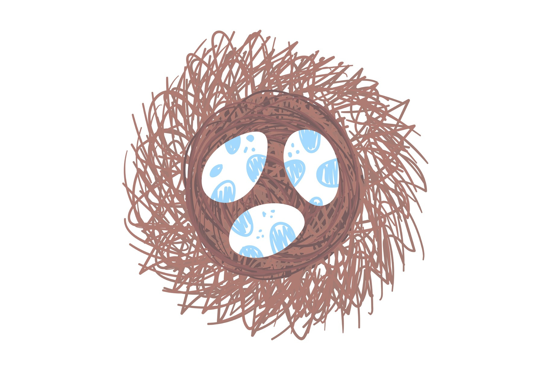 Bird nest with eggs, spring wildlife, an Animal Illustration by KitVector