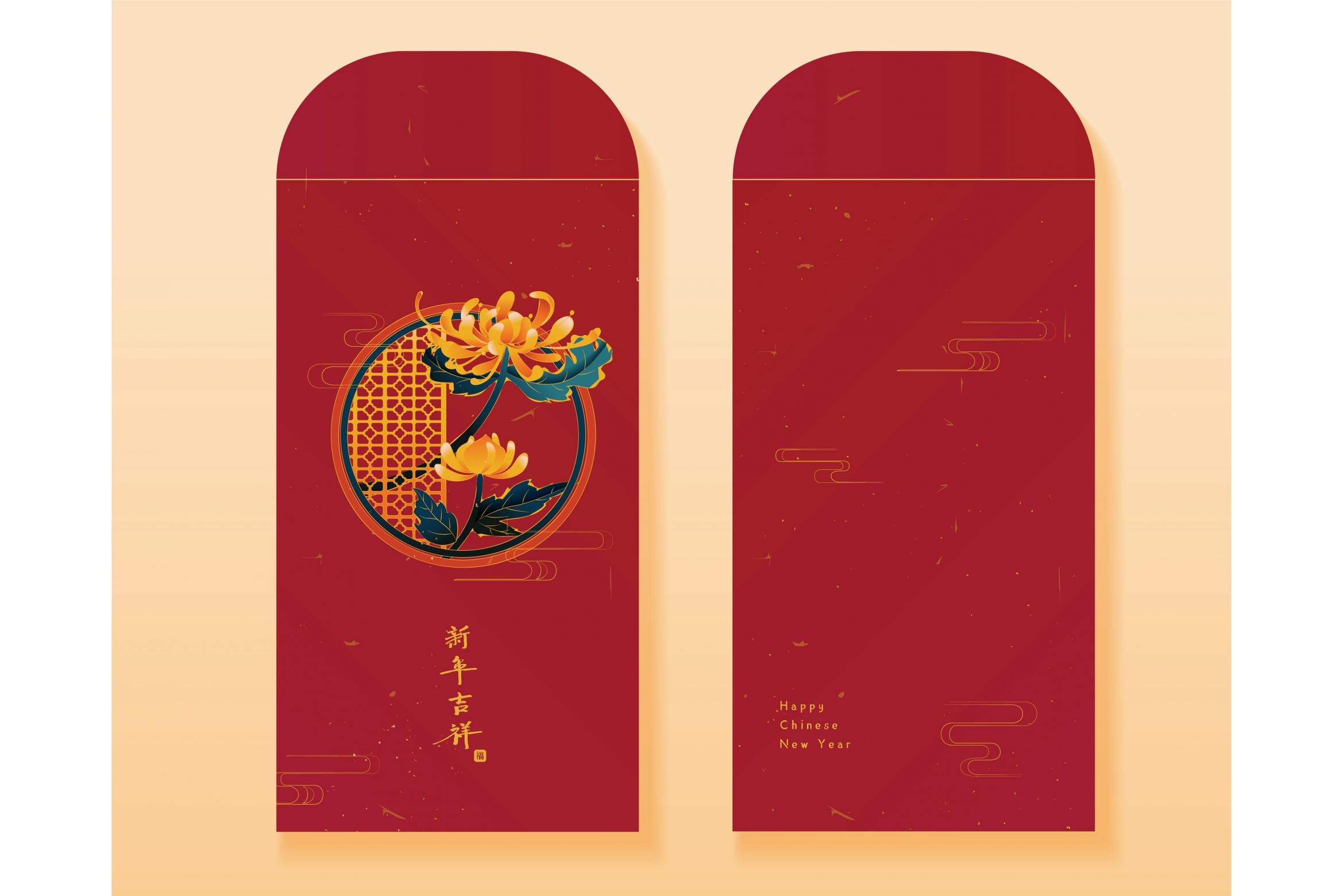 Vintage red envelope layout design