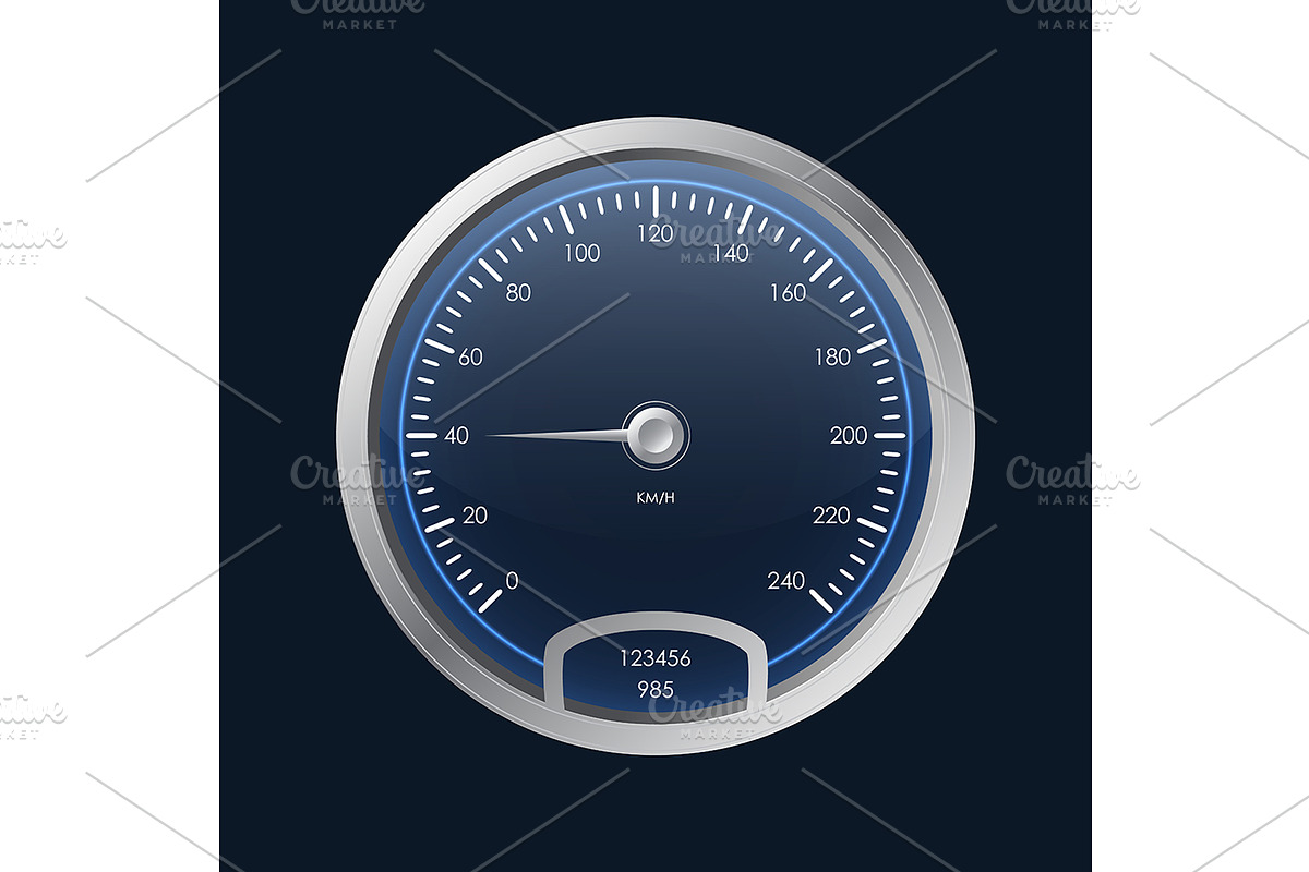 3d Speedometers Set. Vector, an Object Graphic by Bigmouse_art