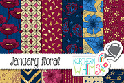January Floral Patterns, a Pattern Graphic by Northern Whimsy Design