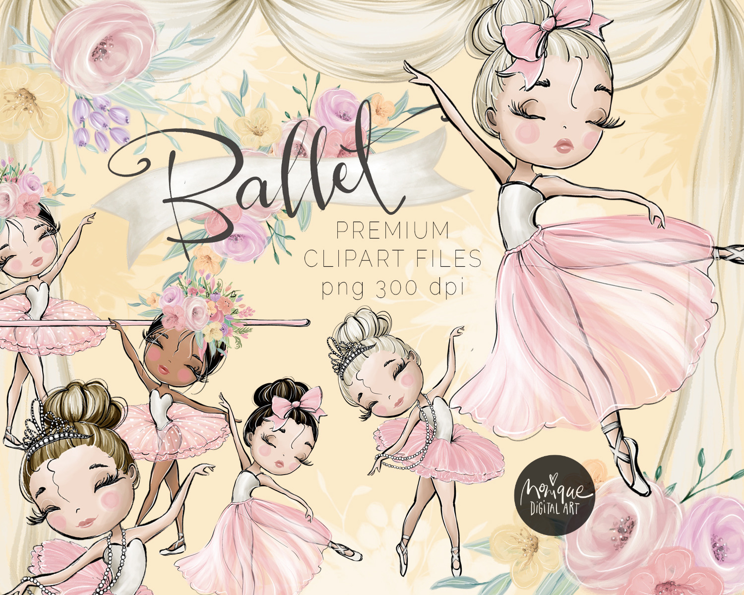 Ballet Clipart, Ballerina hand drawn, an Illustration by Monique ...