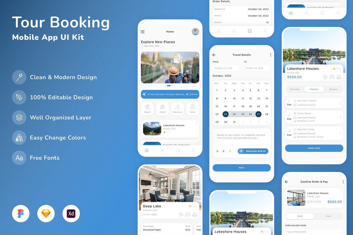 Tour Booking Mobile App UI Kit, an UI Kit Template by Betush