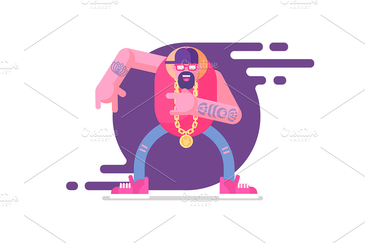 Vector illustration of guy rapping, an Illustration by Hemanta's