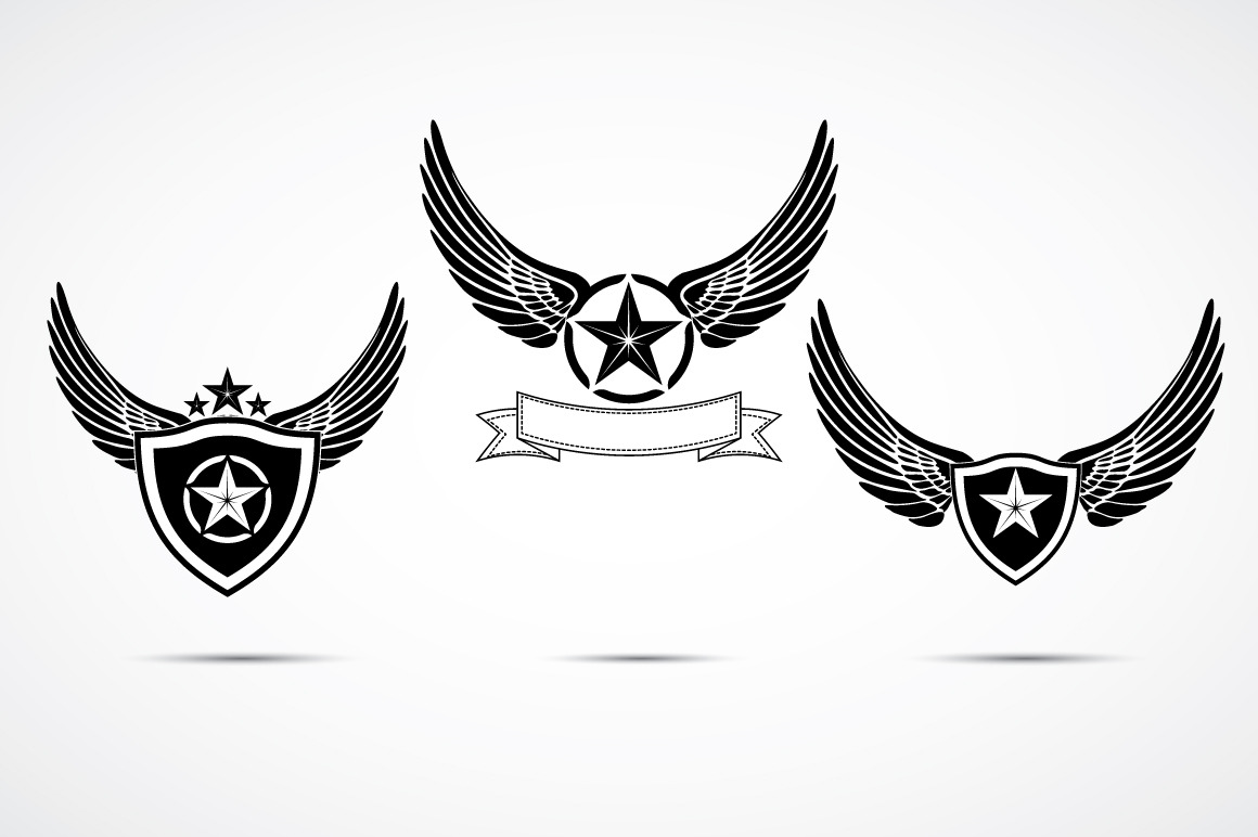 Wing emblem set, logo template, an Animal Illustration by Lemon Workshop