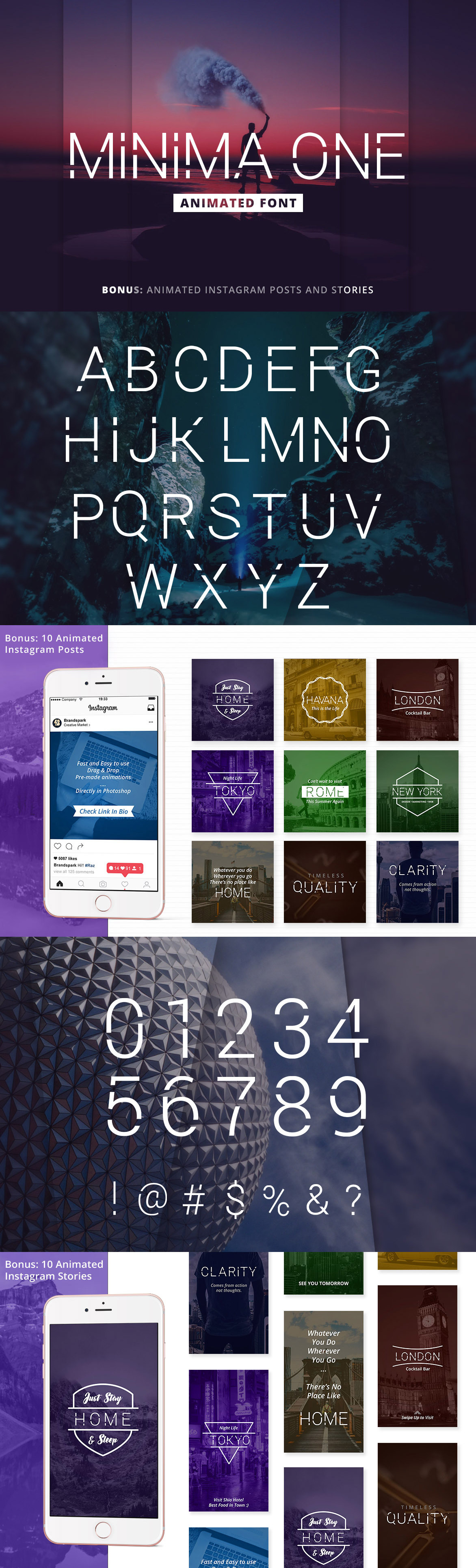 Minima One - Animated Font Photoshop, a Sans Serif Font by Brandspark ...