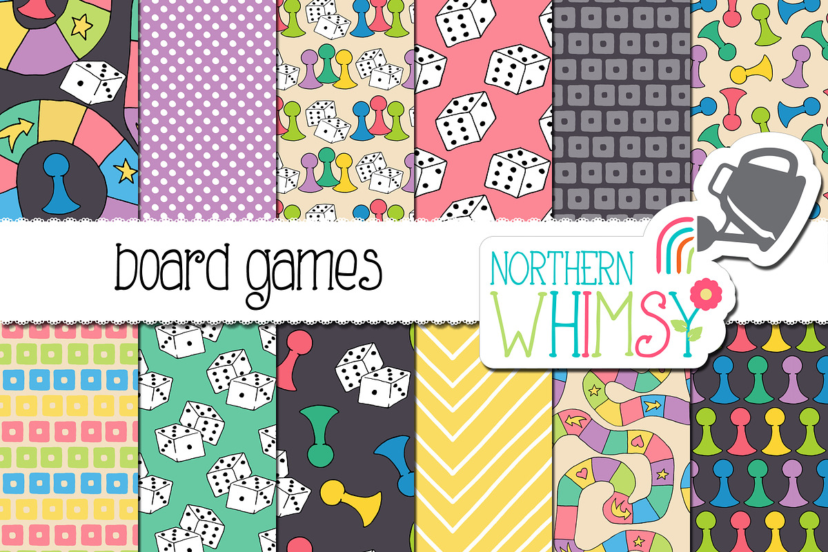 Board Games / Game Night Patterns, a Pattern Graphic by Northern Whimsy ...