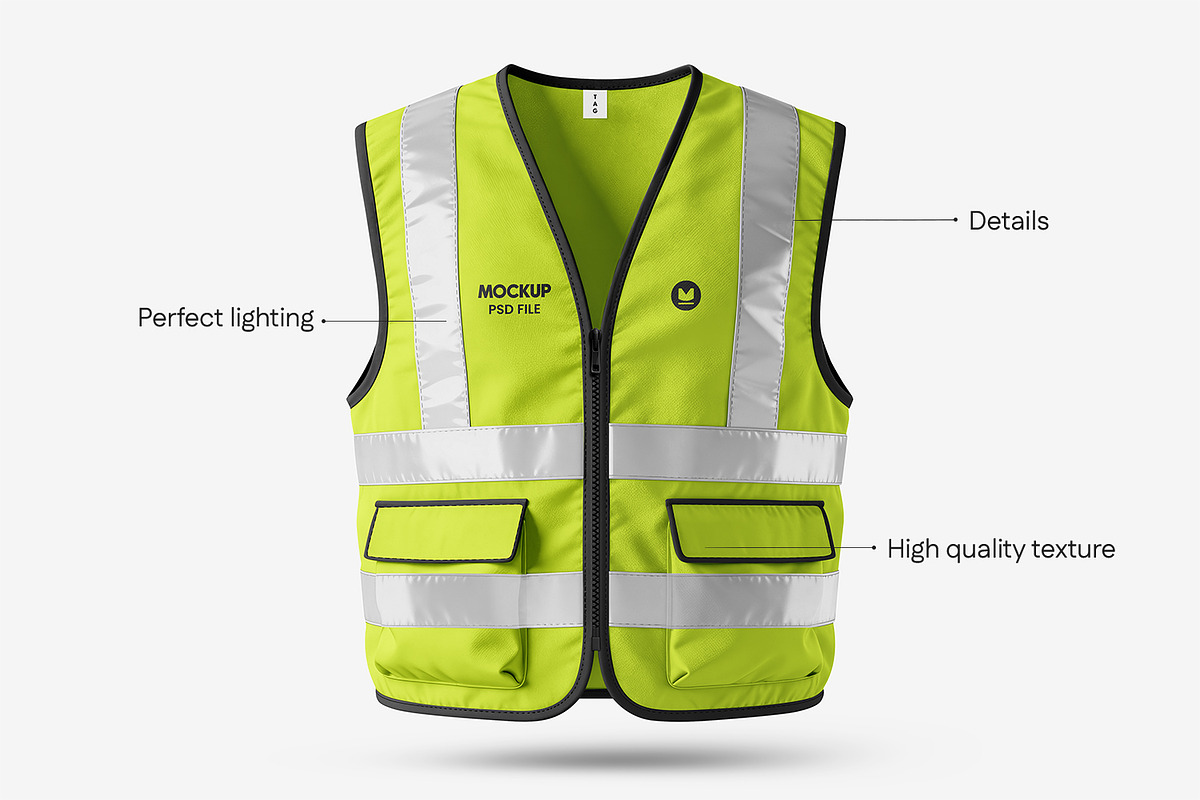 Construction Safety Vest Mockup, an Apparel Mockup by Ram Studio LLC