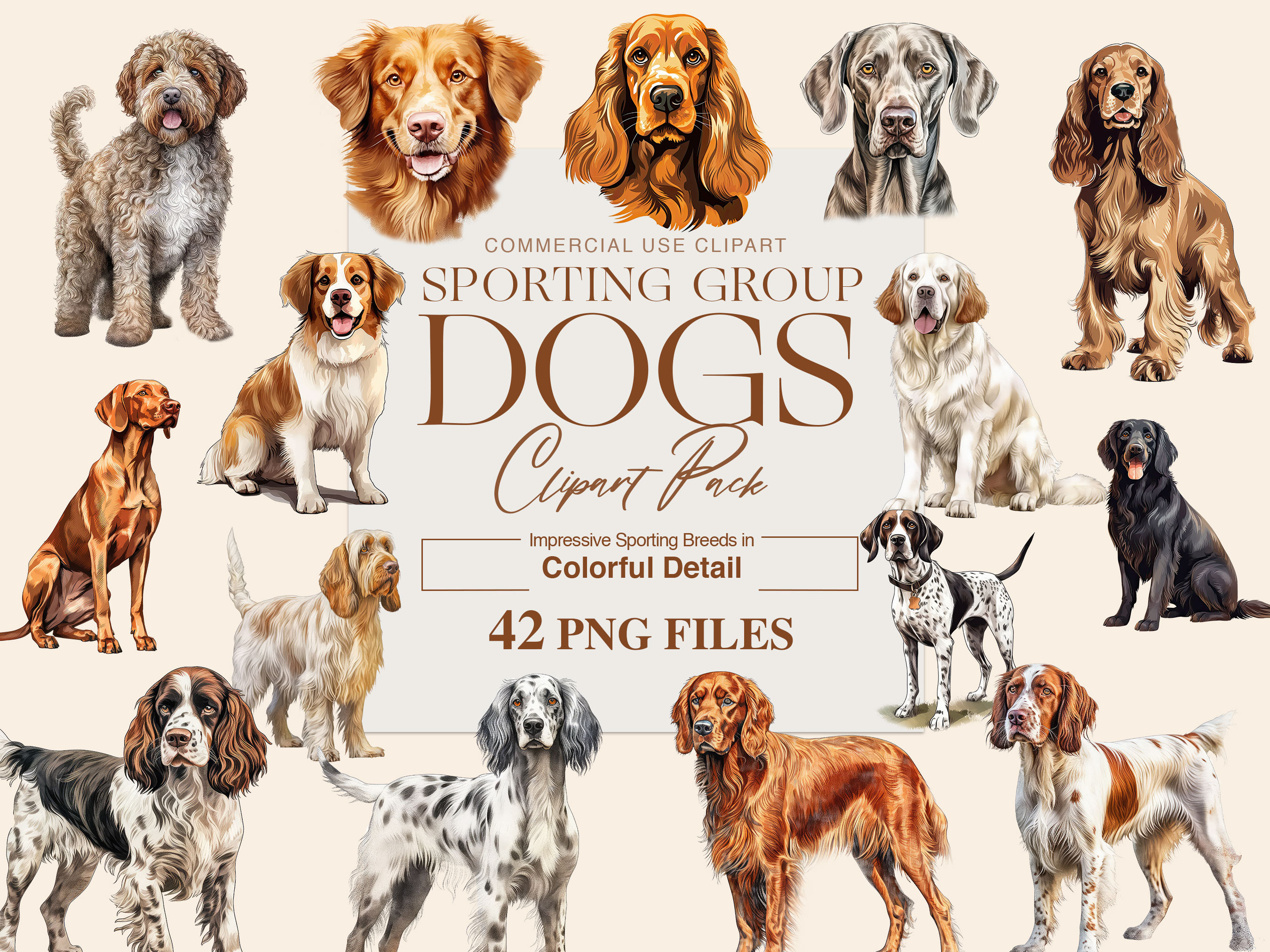 Sporting Dogs Watercolour Clipart