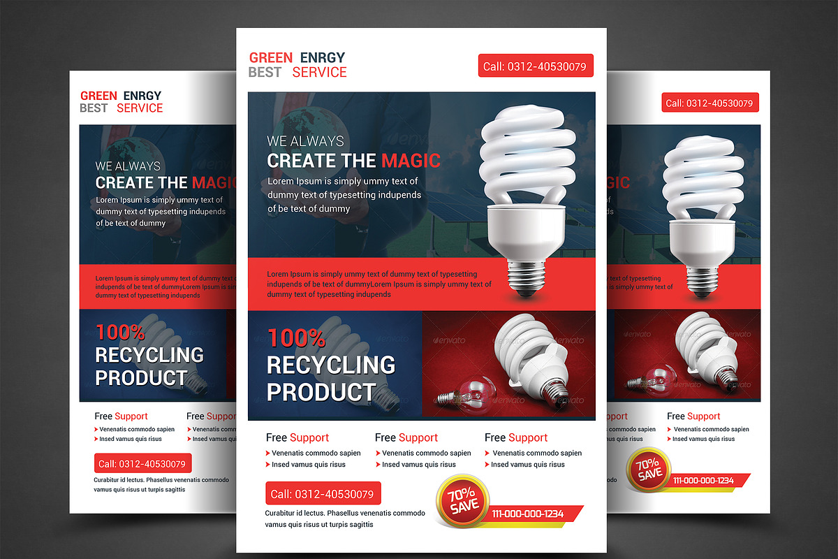 Green Energy Save Flyer Template, a Flyer Template by AfzaalGraphics