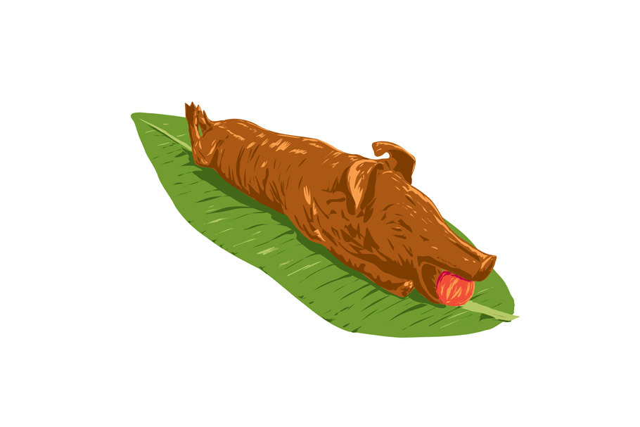 Lechon Roasted Pig With Apple WPA, an Illustration by patrimonio ...