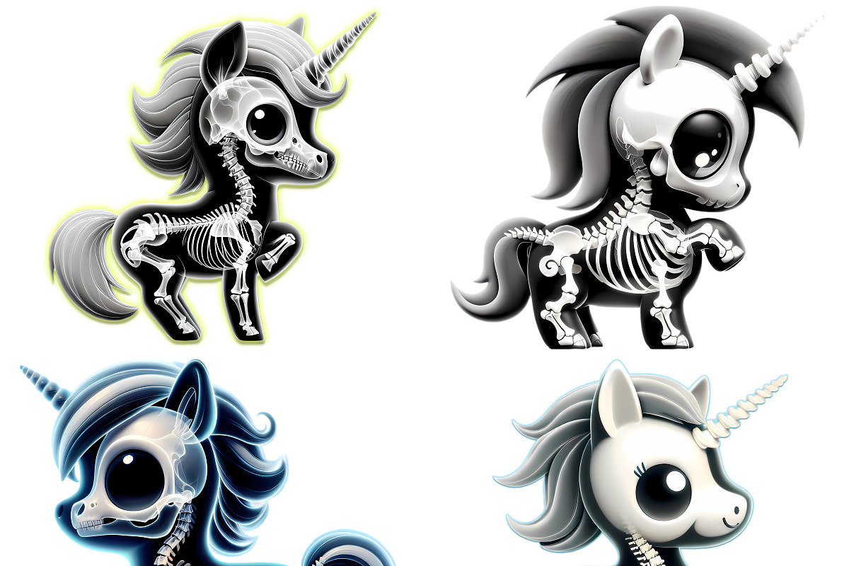 X-ray Unicorn Clipart PNG Set, an Animal Illustration by DoubleTwists