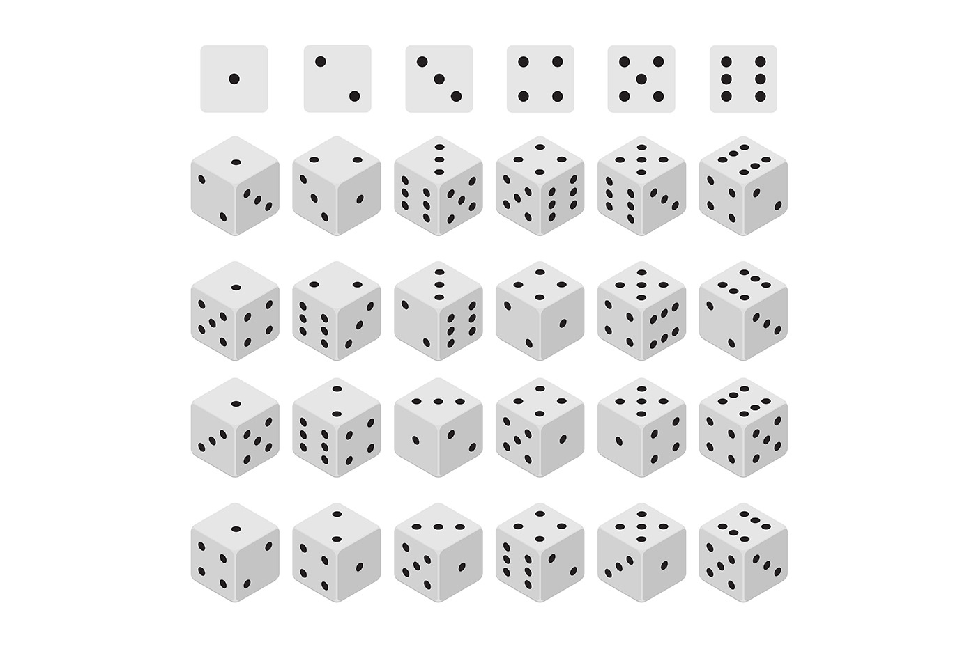 3d Dice Combinations Set, a Work Illustration by Bigmouse_art