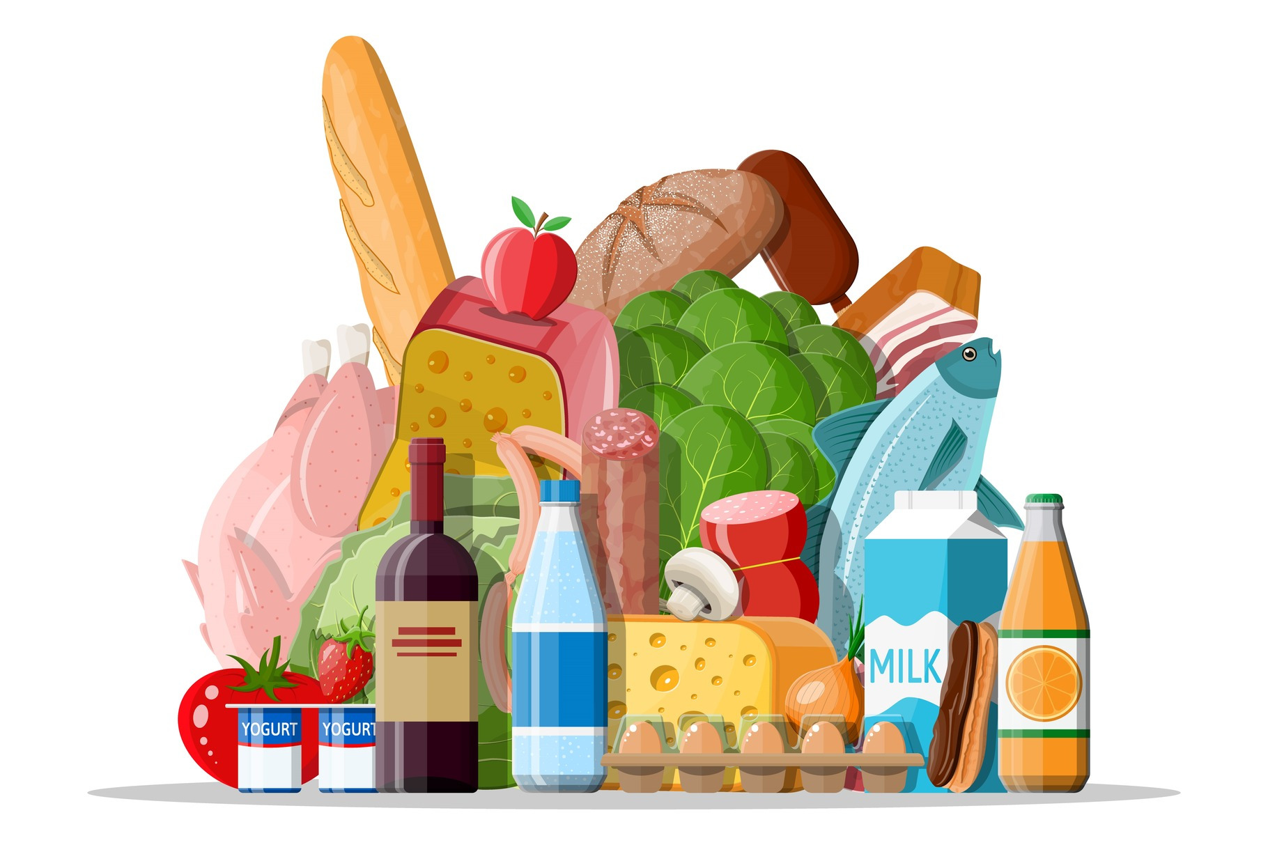 Fresh organic food and drinks. | Food Illustrations ~ Creative Market