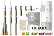 Hi-detailed "Soyuz" space rocket | Graphic Objects ~ Creative Market