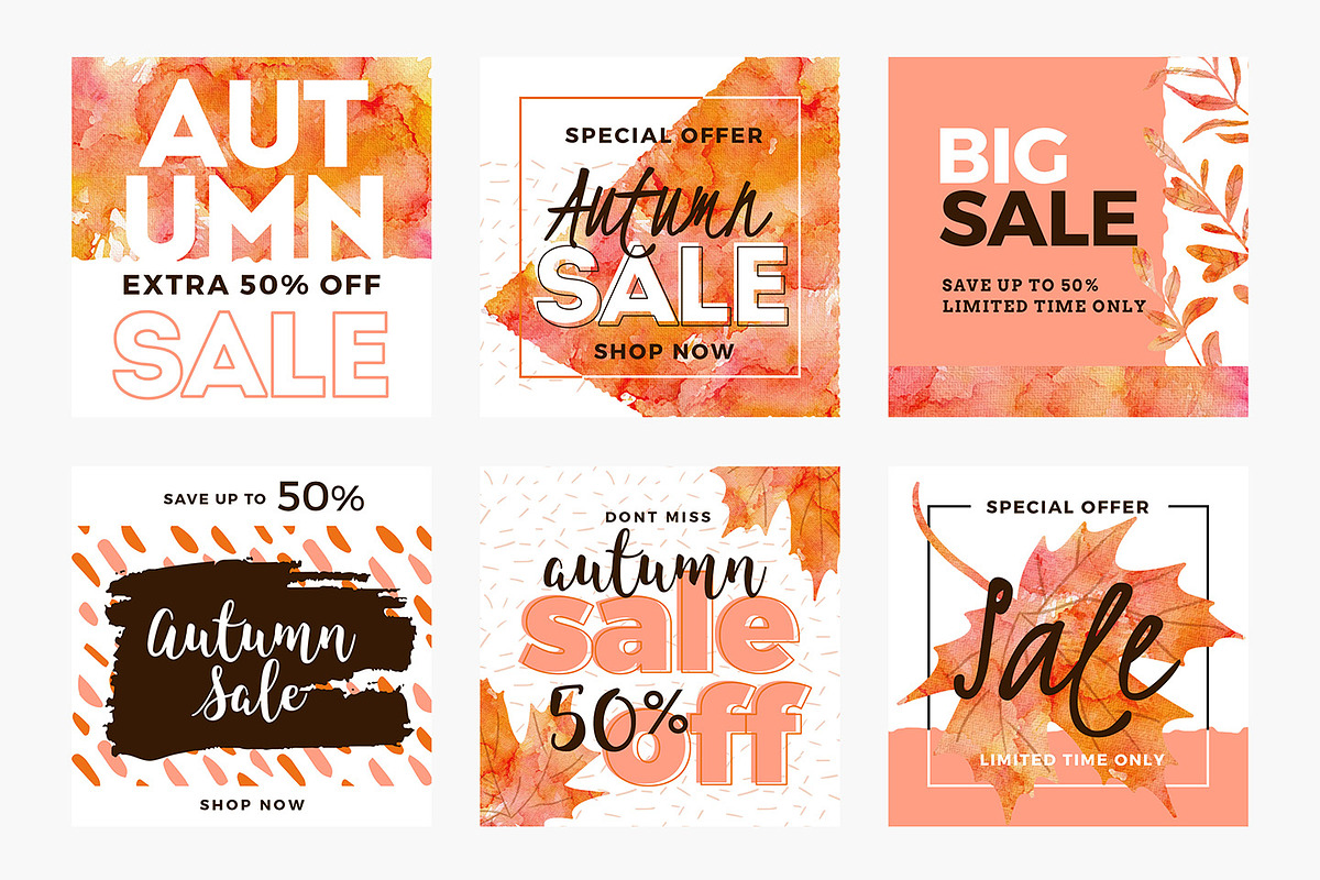 Fall / Autumn Social Media Templates, a Social Media Template by BrandPacks