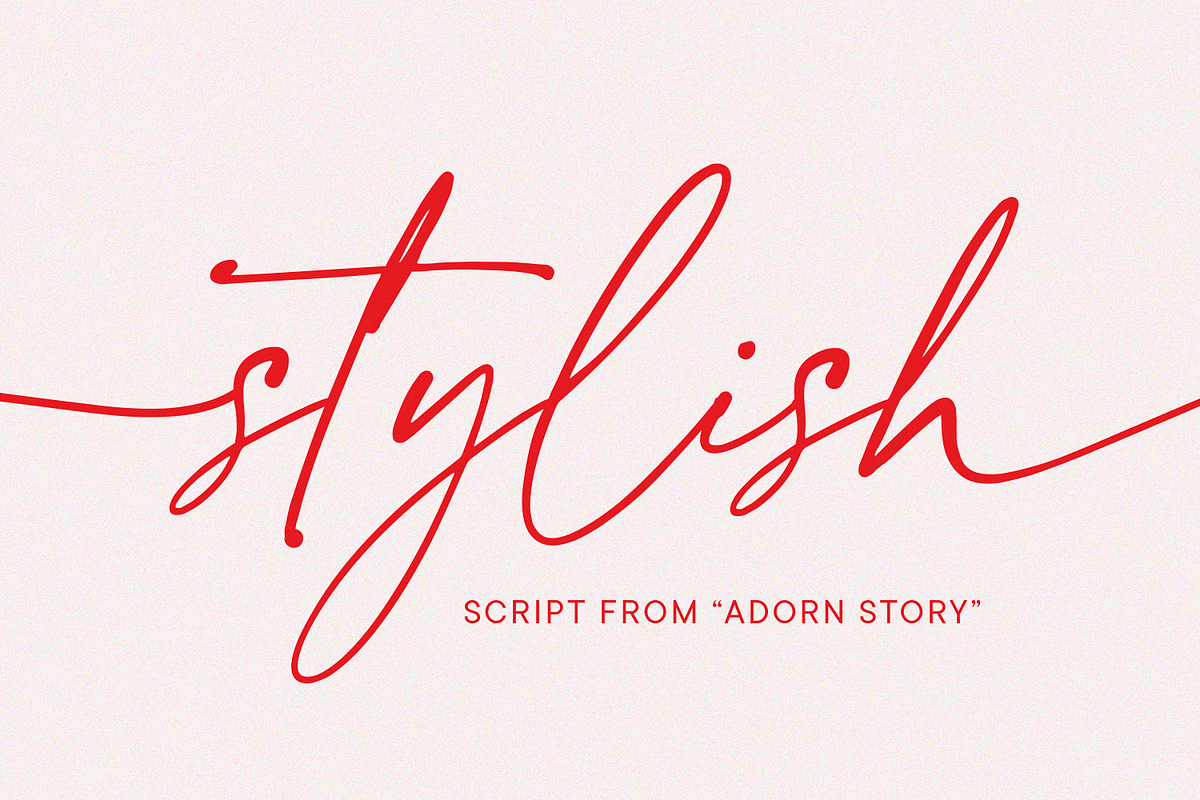 Adorn Story Script Font, a Handwritten Font by PeachCreme