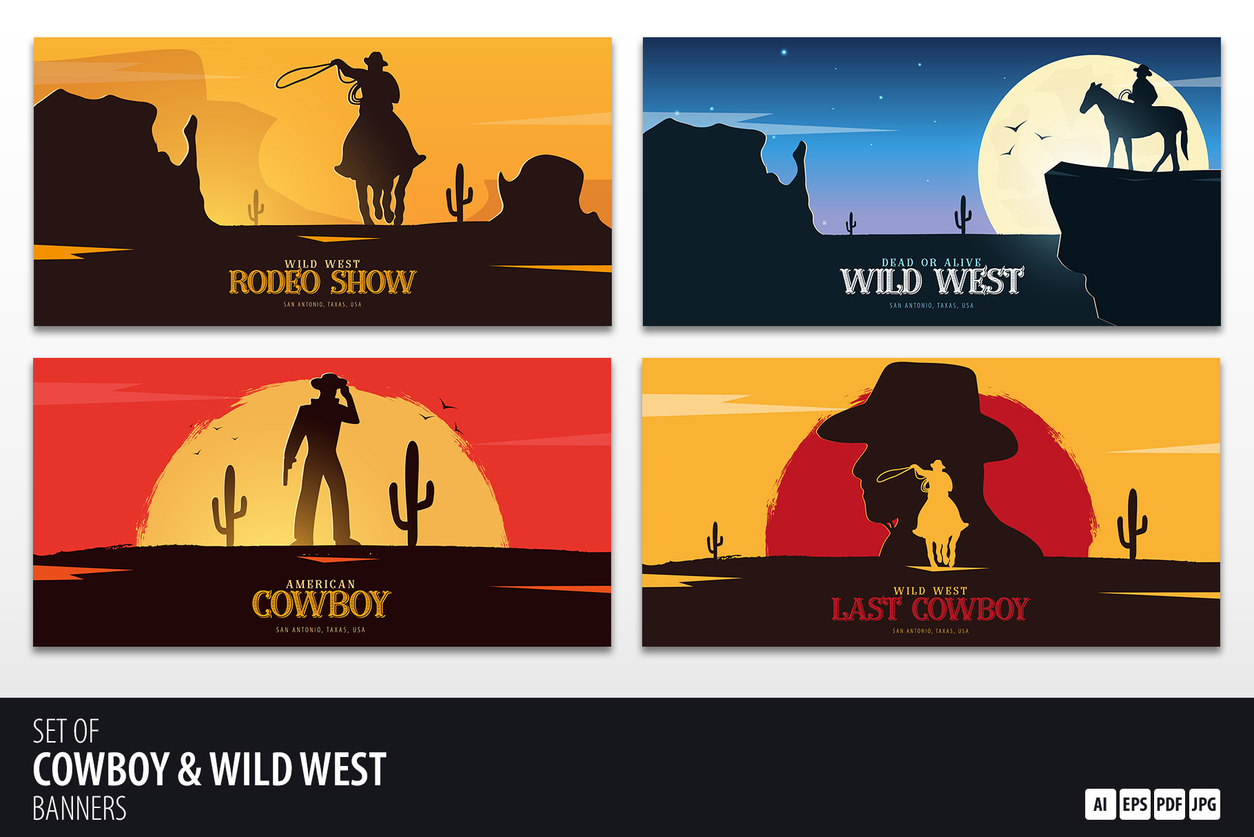 Cowboy & Wild West Banners, a Person Illustration by Leo Edition