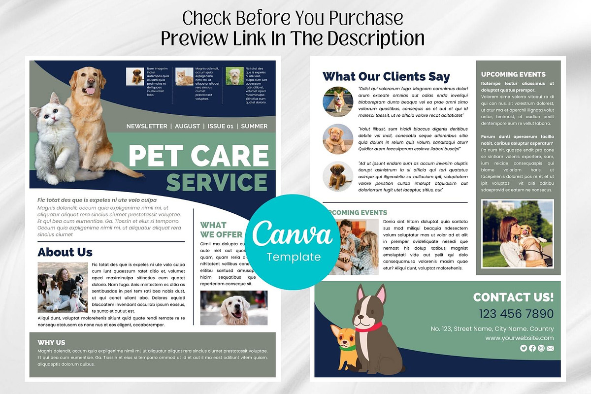 Canva newsletter template for pet care