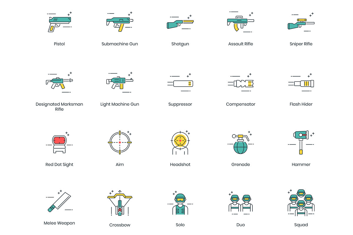 55 Battle Royale Icons, an Outline Icon by Flat Icons