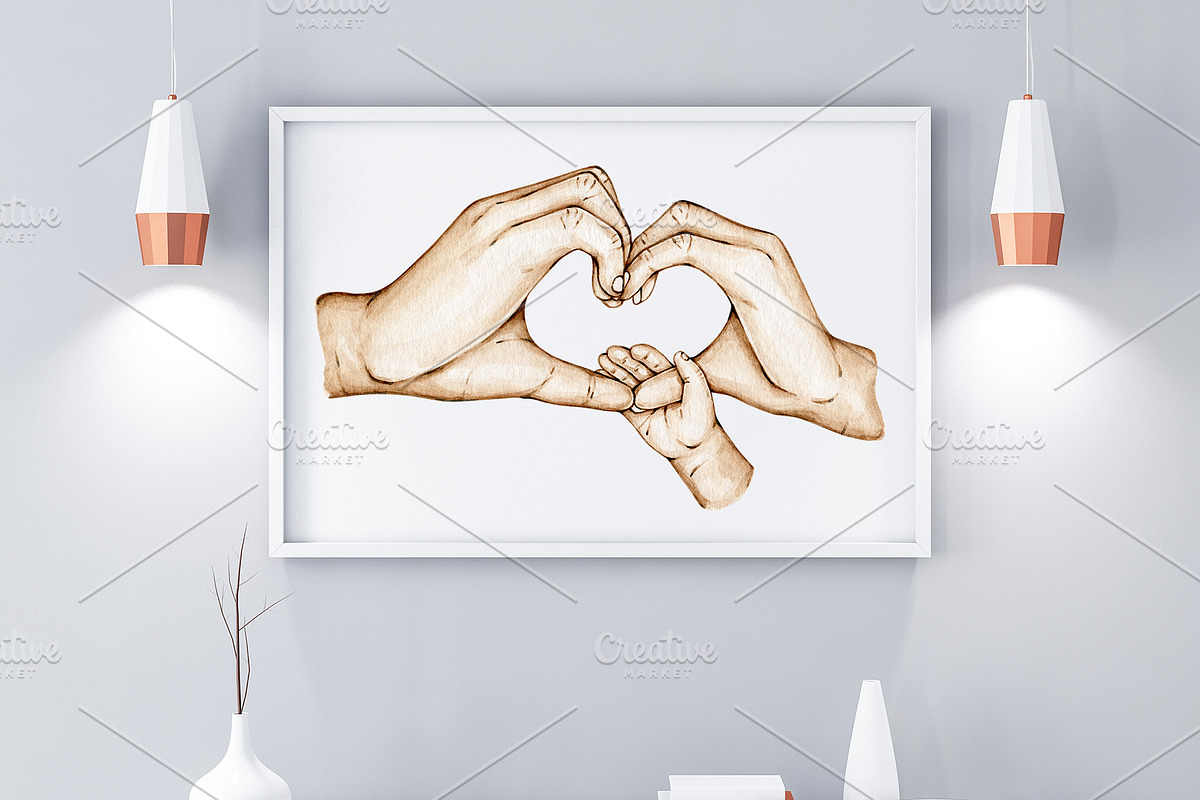 Family Hands Heart One kids, a Decorative Illustration by EkaterinaViArt