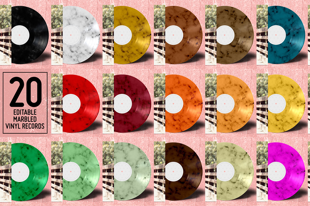 20 Marbled Vinyl Records - Mockup, a Product Mockup by this is awsm