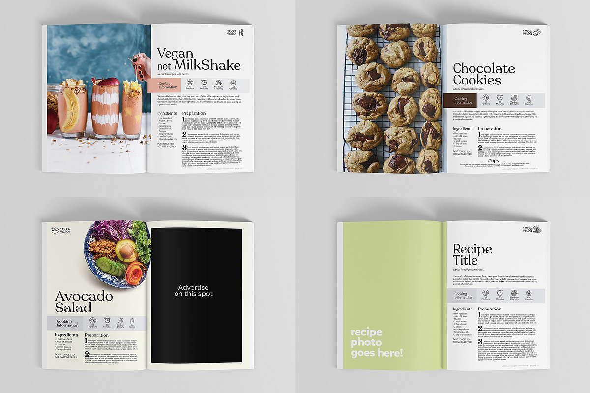 3 Magazines Recipes CookBooks Combo, a Magazine Template by DeLaGranSiete