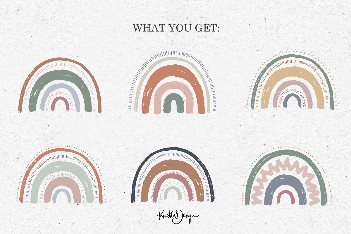 BOHO RAINBOW BUNDLE VECTOR + PNG, an Illustration by KruthDesign