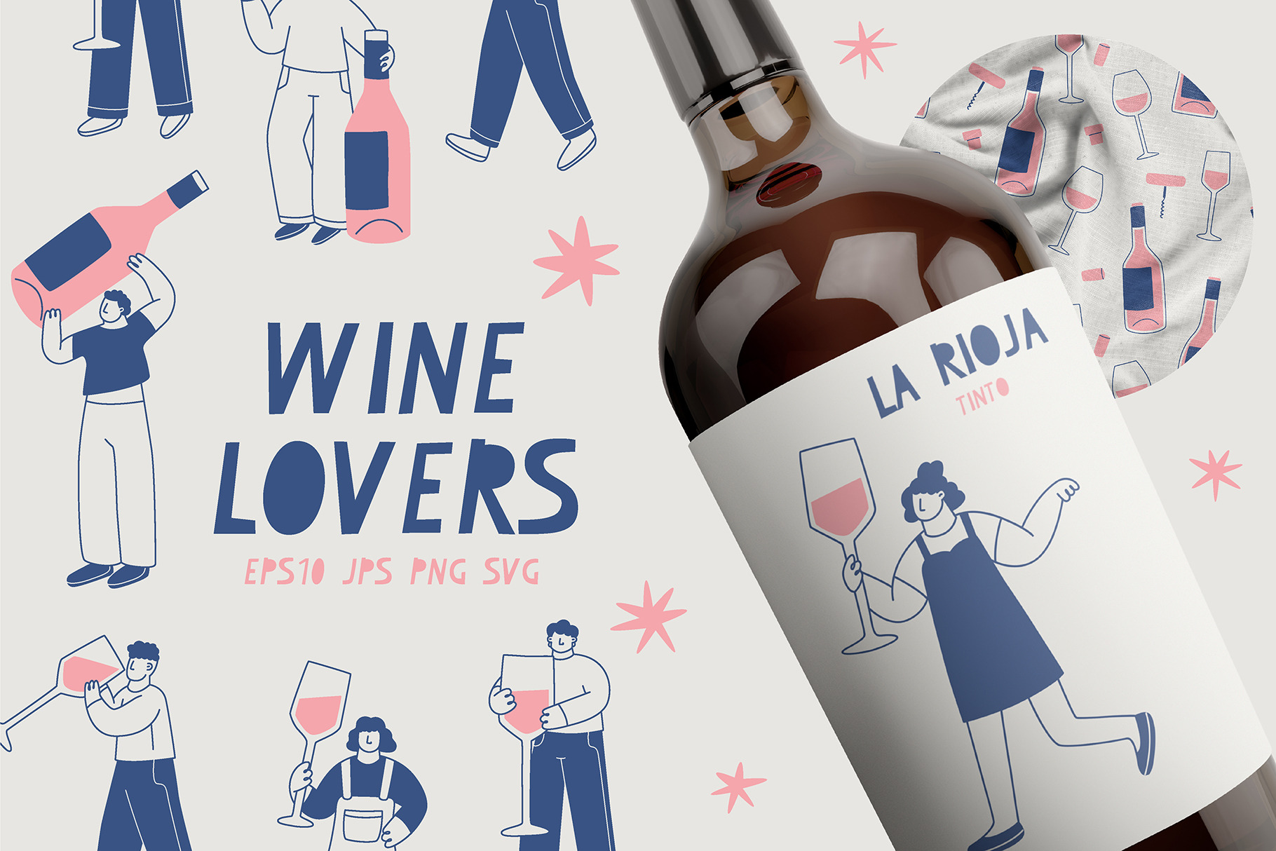 Cute characters of wine lovers | Creative Market