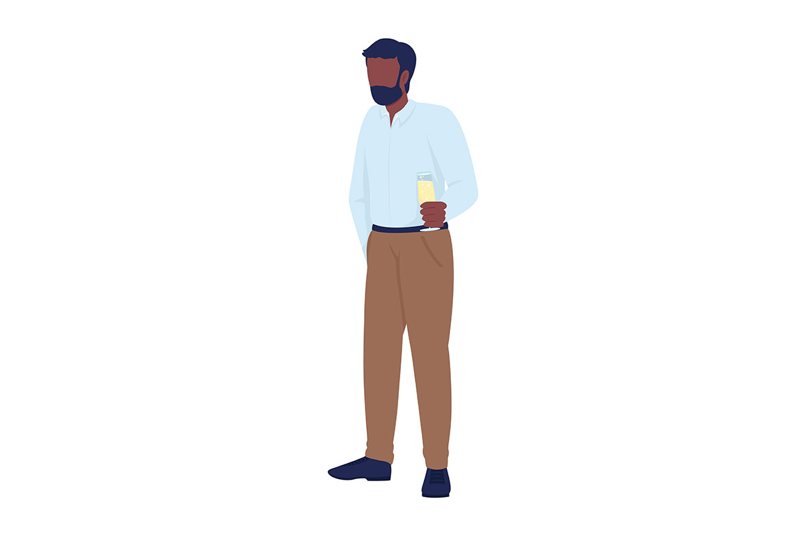 Modest guy at party flat character, a Food Illustration by The img