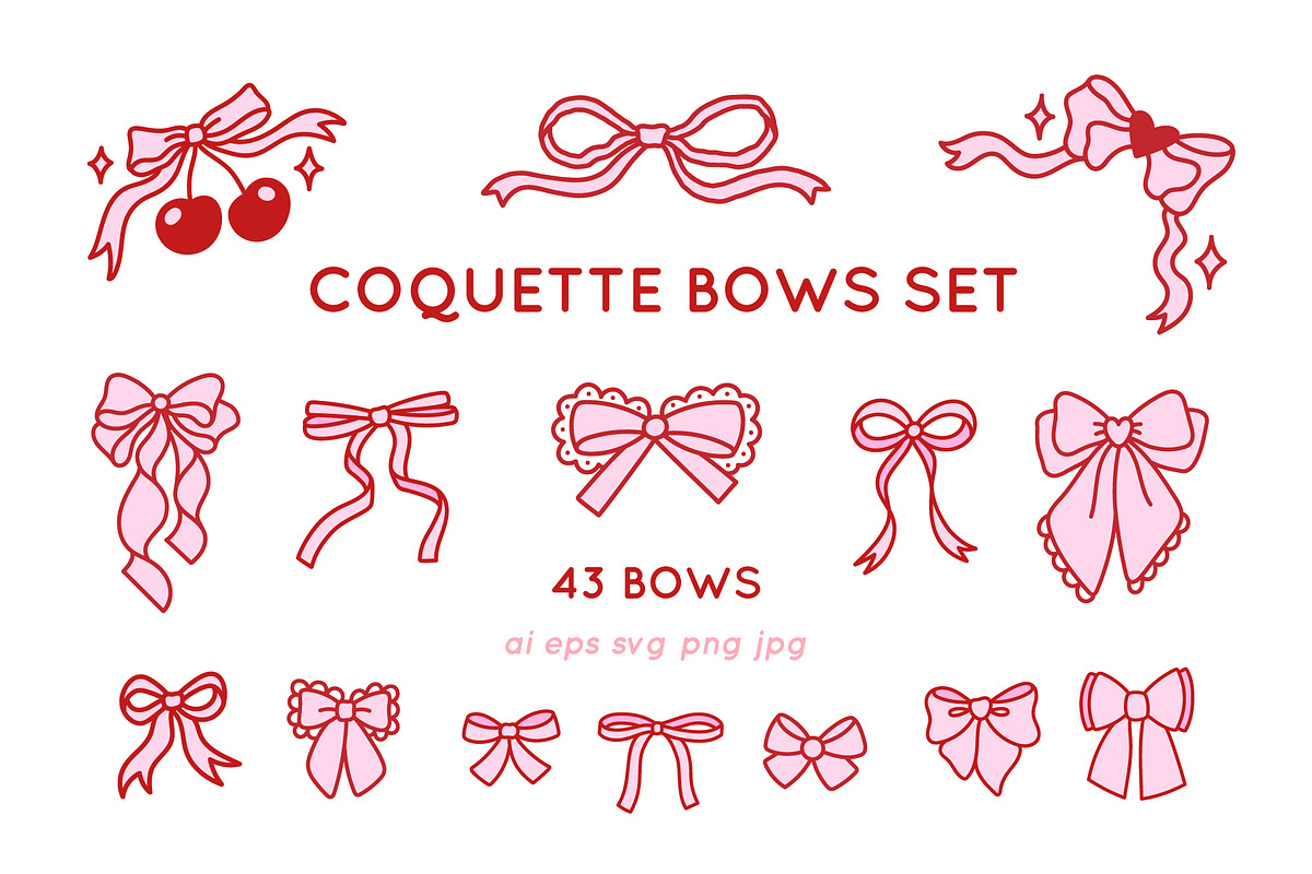 Coquette bows clip art EPS, SVG, PNG, an Object Graphic by Viaireshop