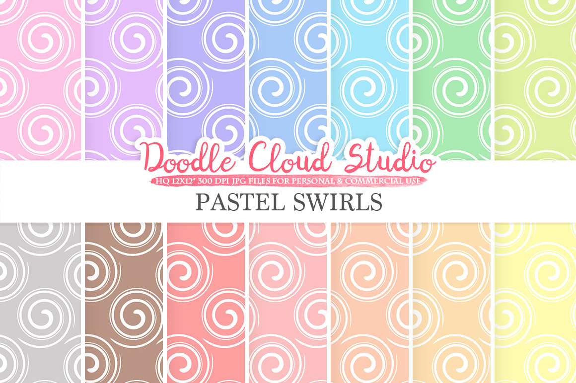 Pastel Swirls digital paper, a Pattern Graphic by Doodle Cloud Studio ...