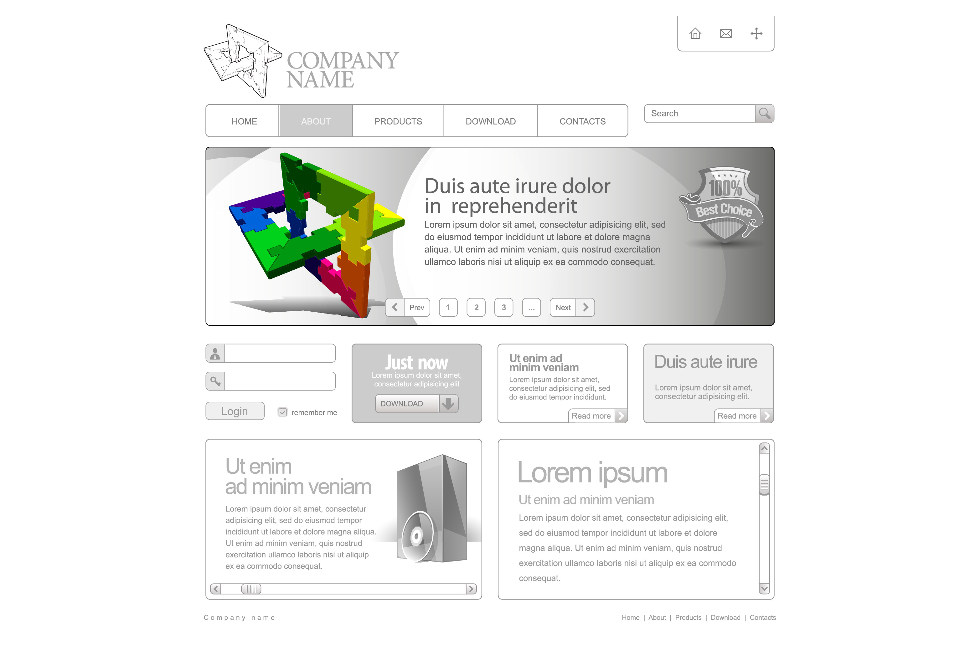 Gray vector Website Template, a Templates & Theme by Sunny