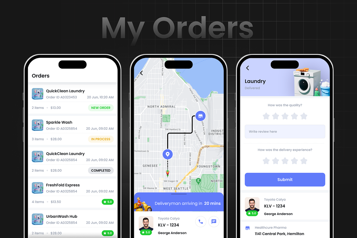 Laundry Booking App | DeliWash, an UI Kit Template by Opus LabWorks