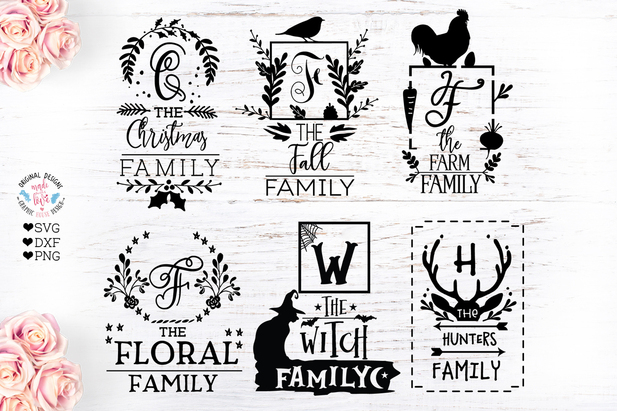 Family name Frames SVG, DXF, EPS, an Illustration by Graphic House ...