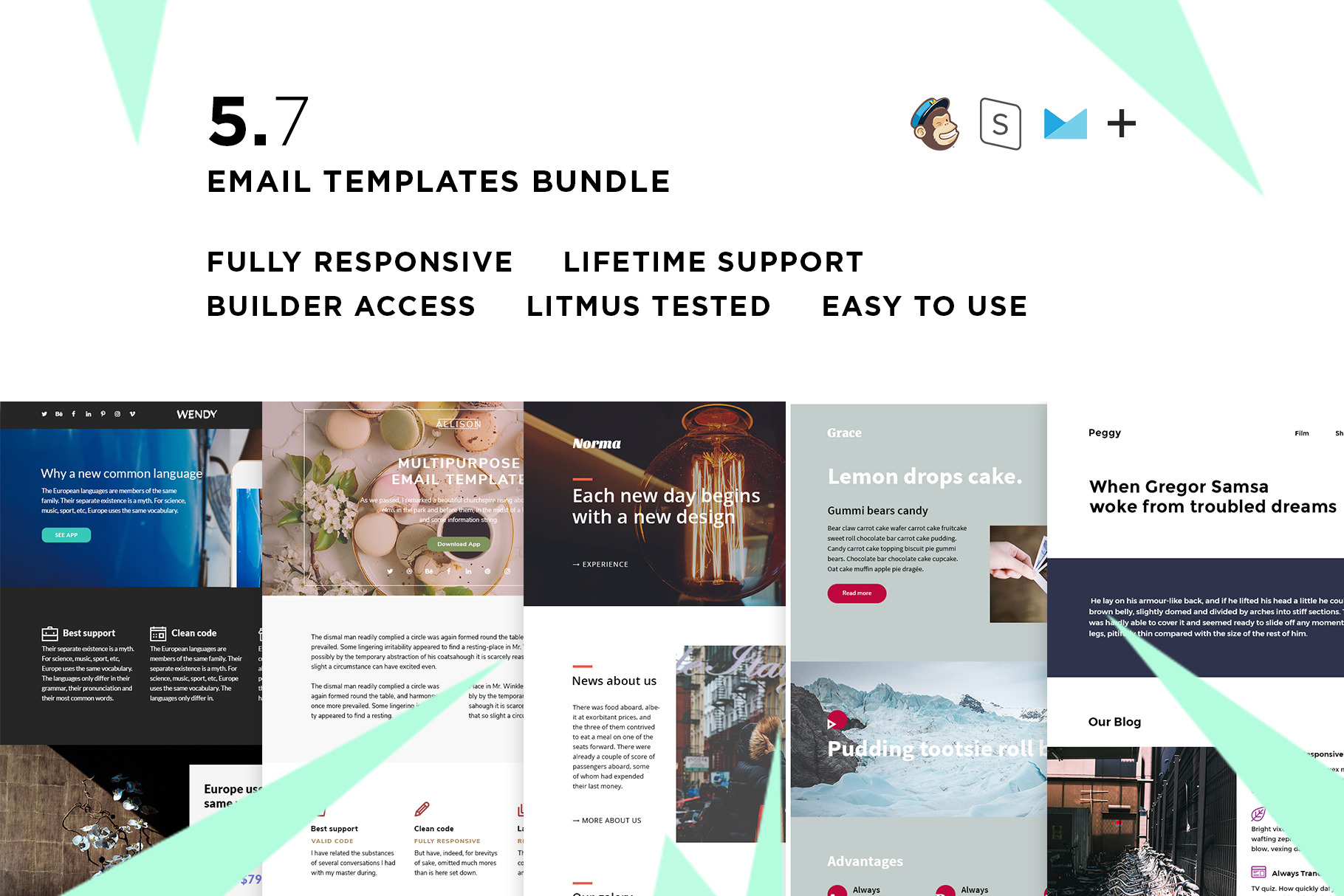 5 Email templates bundle VII, an Email Template by ThemesCode