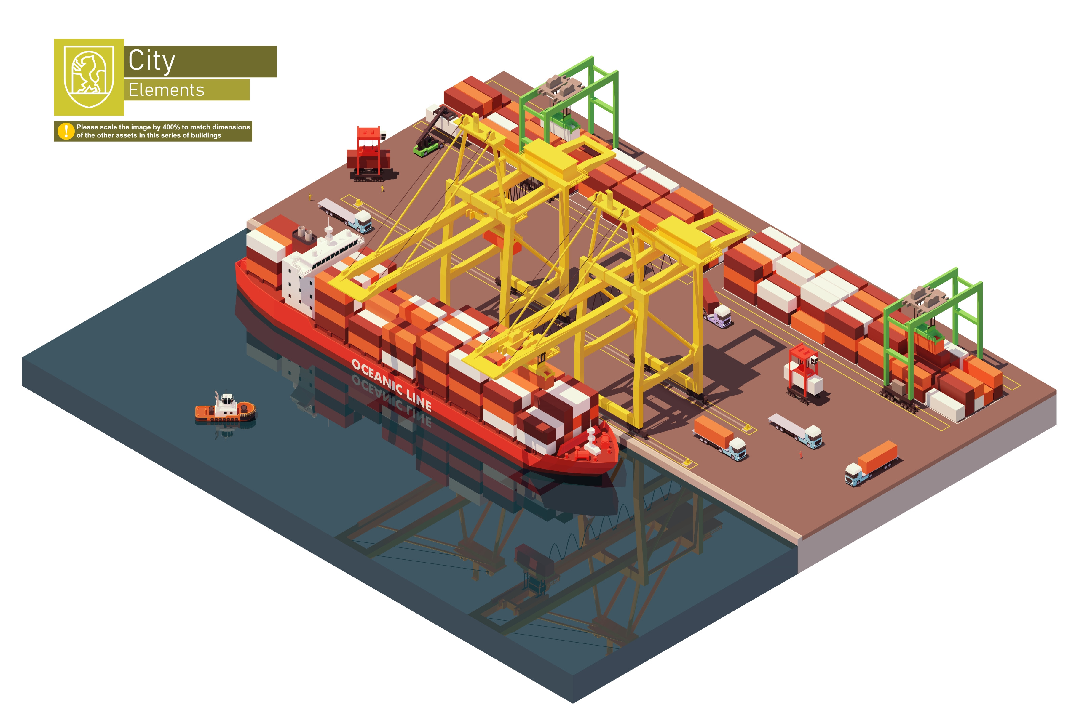 Vector isometric container terminal