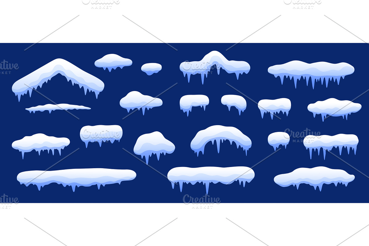 Cartoon winter snow ice caps, a Seasonal Illustration by Vector Tradition